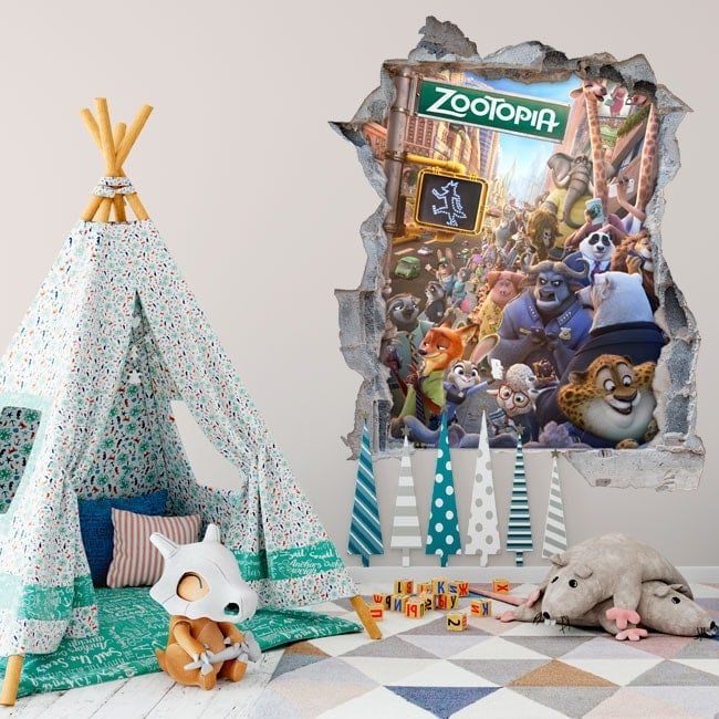 🥇 Vinilos paredes zootopia 3D 🥇