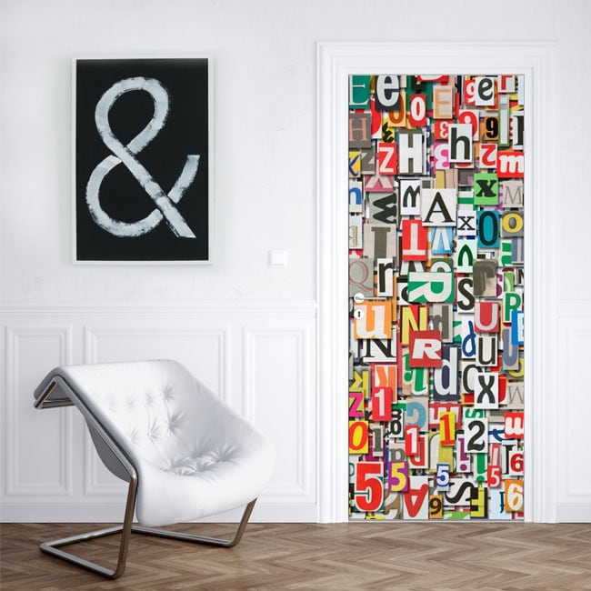 🥇 Vinilos para puertas y armarios collage de letras 🥇